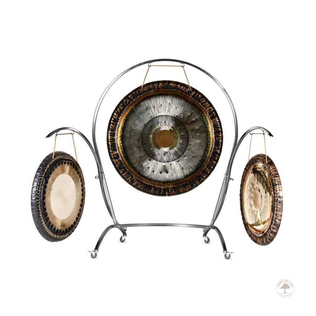 Soporte para gong de triple arco - admite 1 gong de hasta 42"/105cm o 2 ...